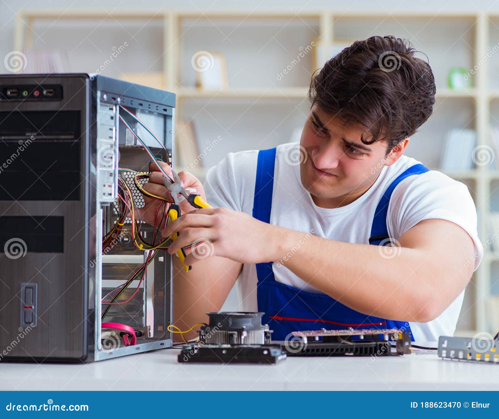 Computer Hardware Repair and Fixing Concept by Experienced Techn Stock ...