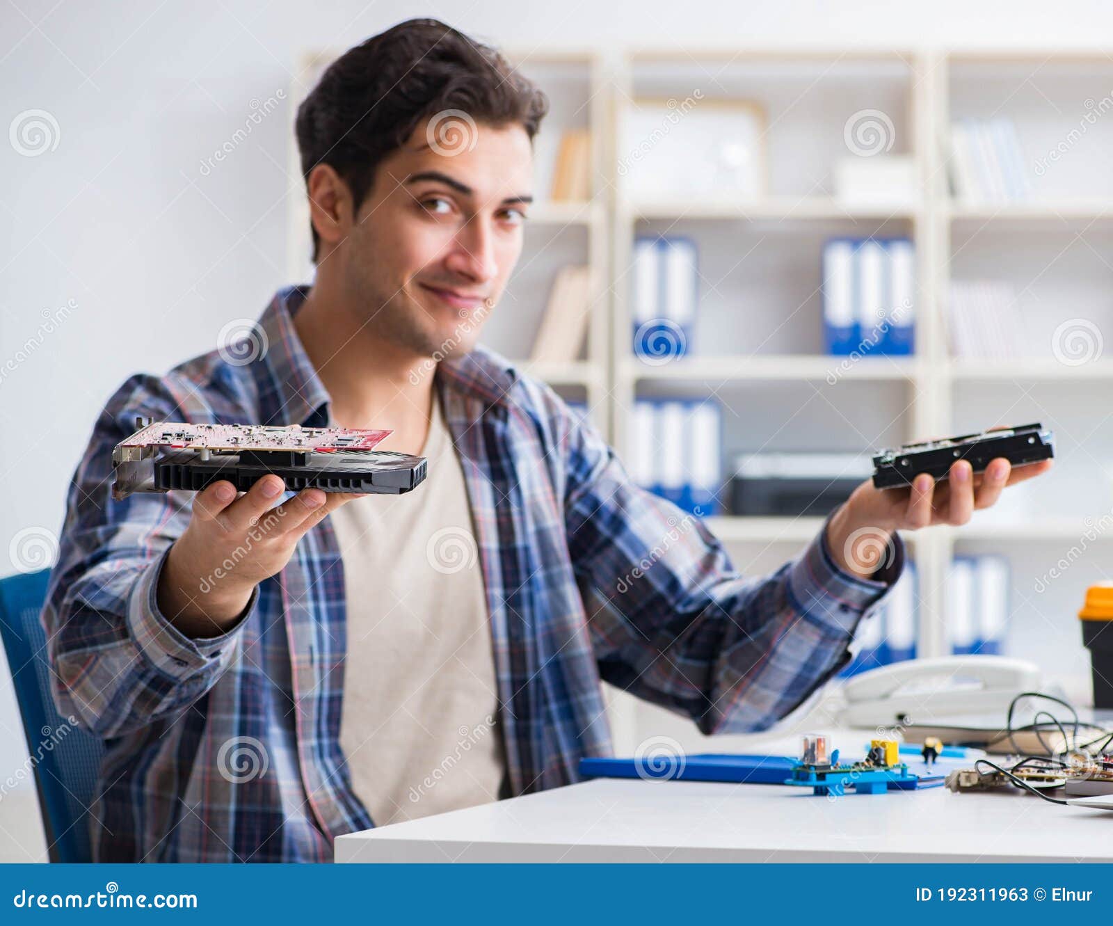 Computer Hardware Repair and Fixing Concept by Experienced Techn Stock ...