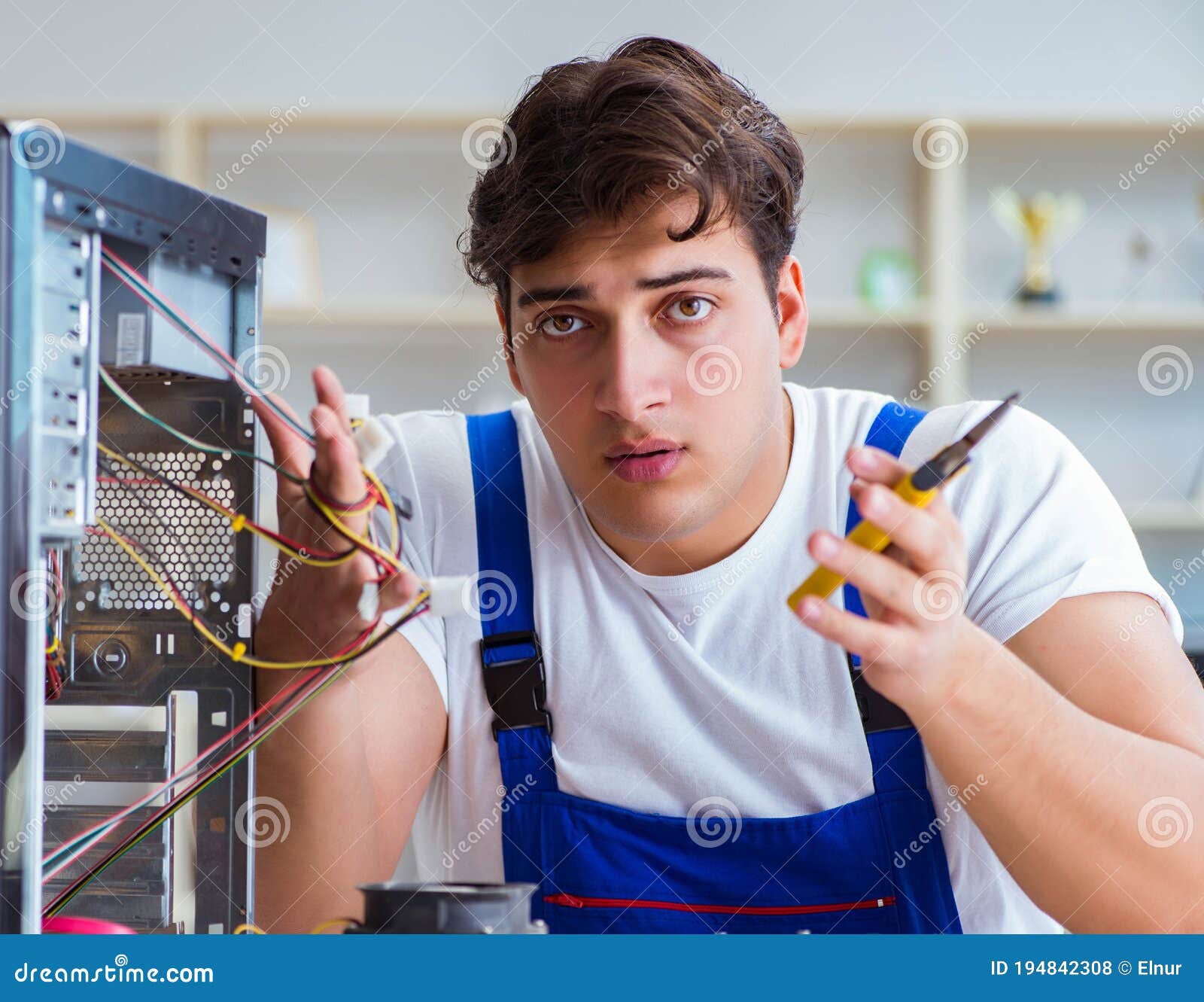 Computer Hardware Repair and Fixing Concept by Experienced Techn Stock ...