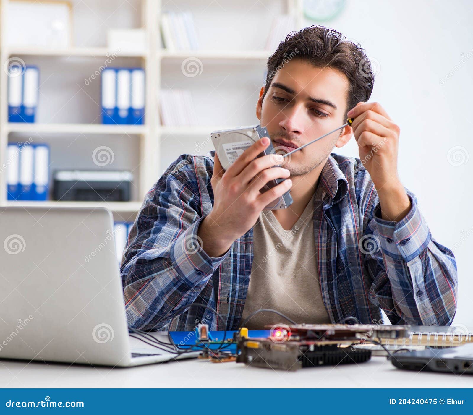 Computer Hardware Repair and Fixing Concept by Experienced Techn Stock ...