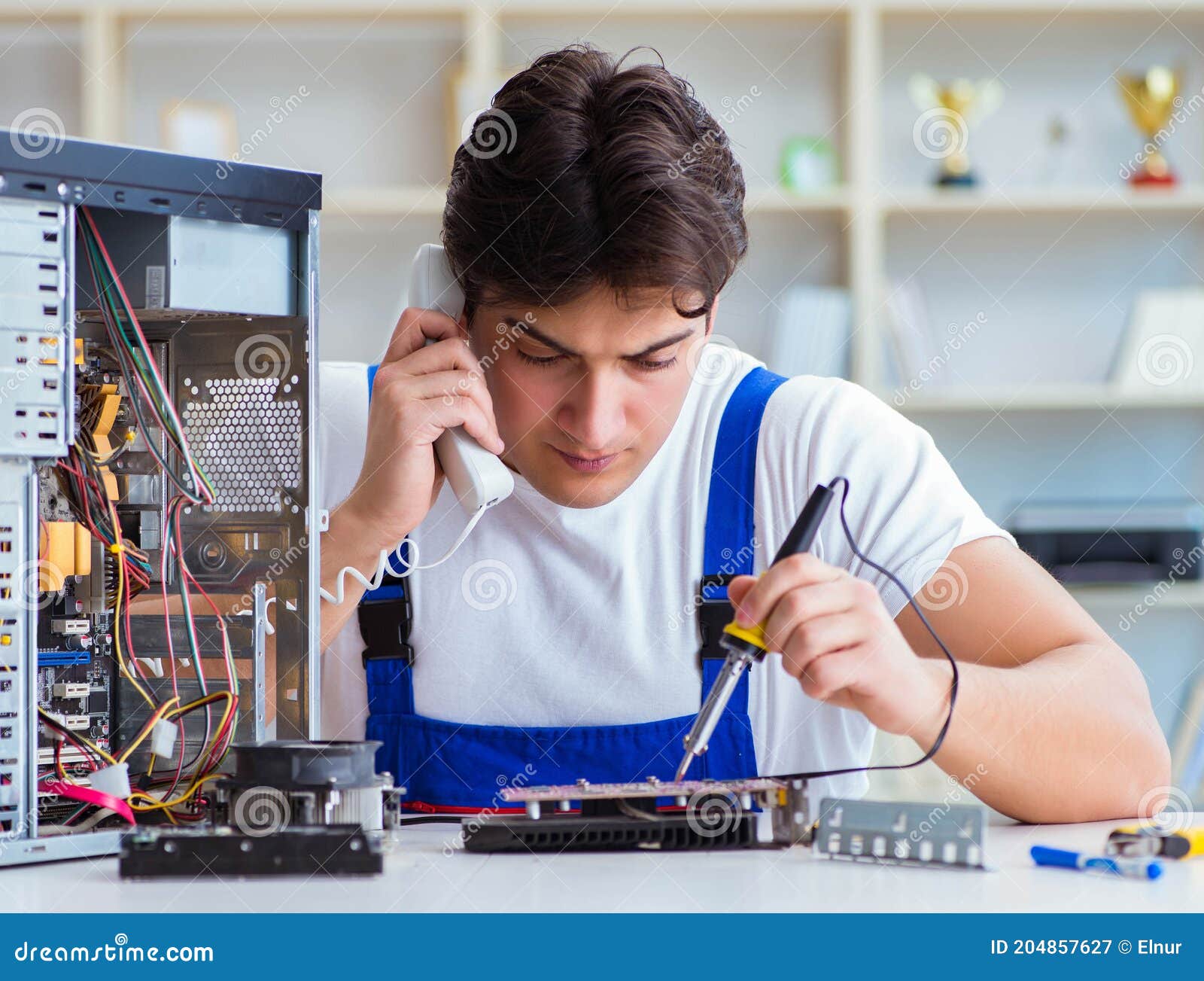 Computer Hardware Repair and Fixing Concept by Experienced Techn Stock ...