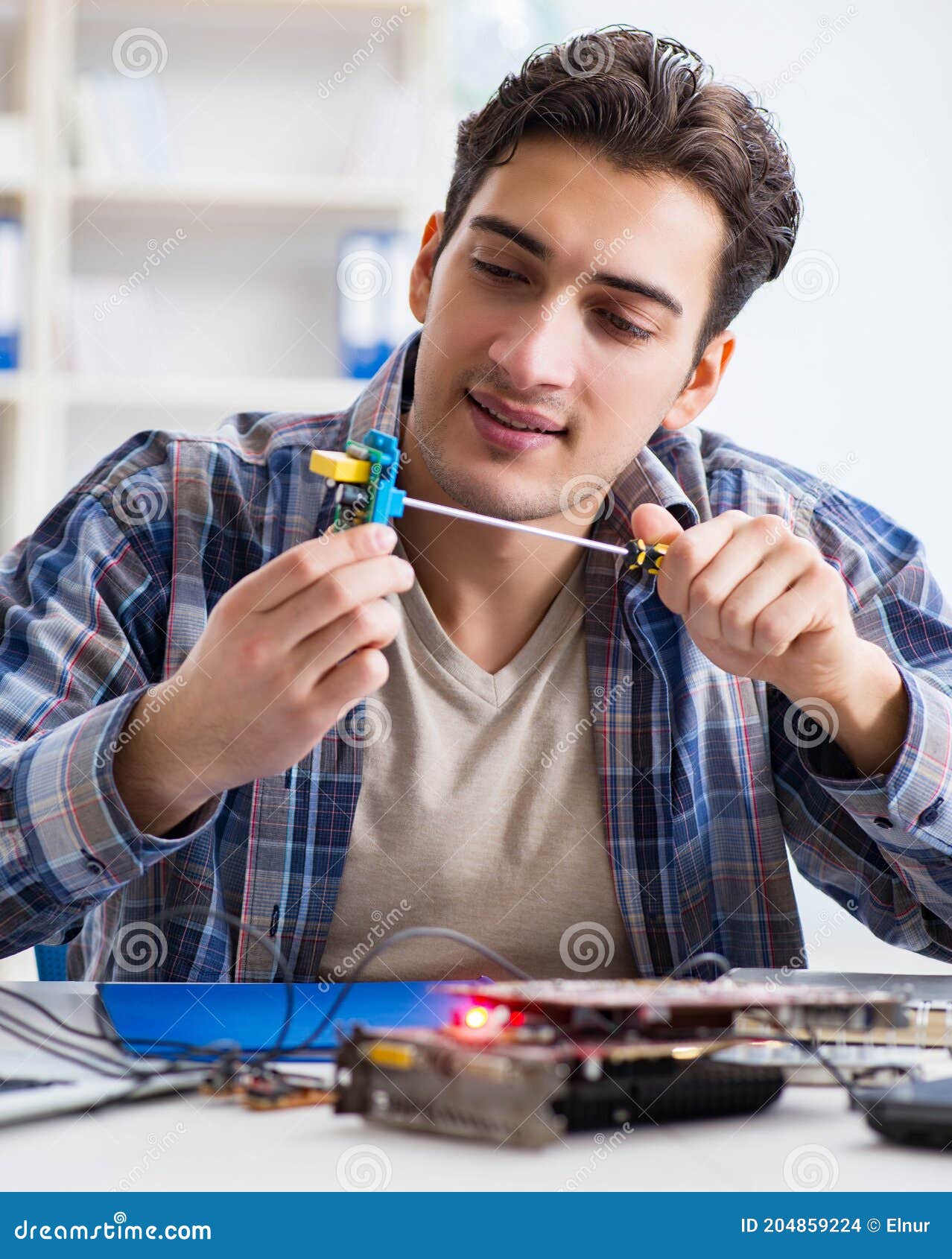 Computer Hardware Repair and Fixing Concept by Experienced Techn Stock ...