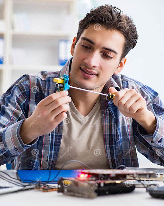 Computer Hardware Repair and Fixing Concept by Experienced Techn Stock ...