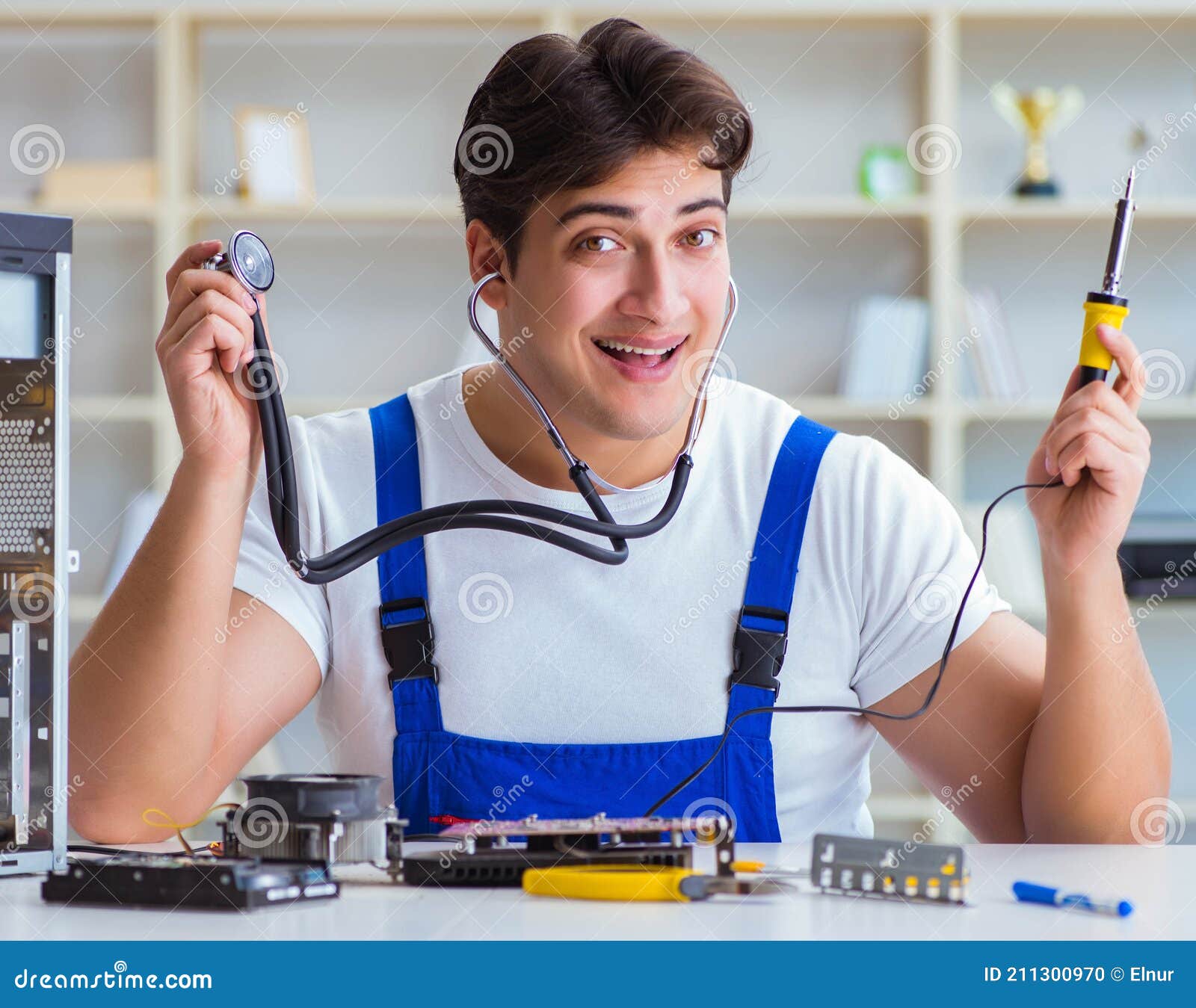 Computer Hardware Repair and Fixing Concept by Experienced Techn Stock ...