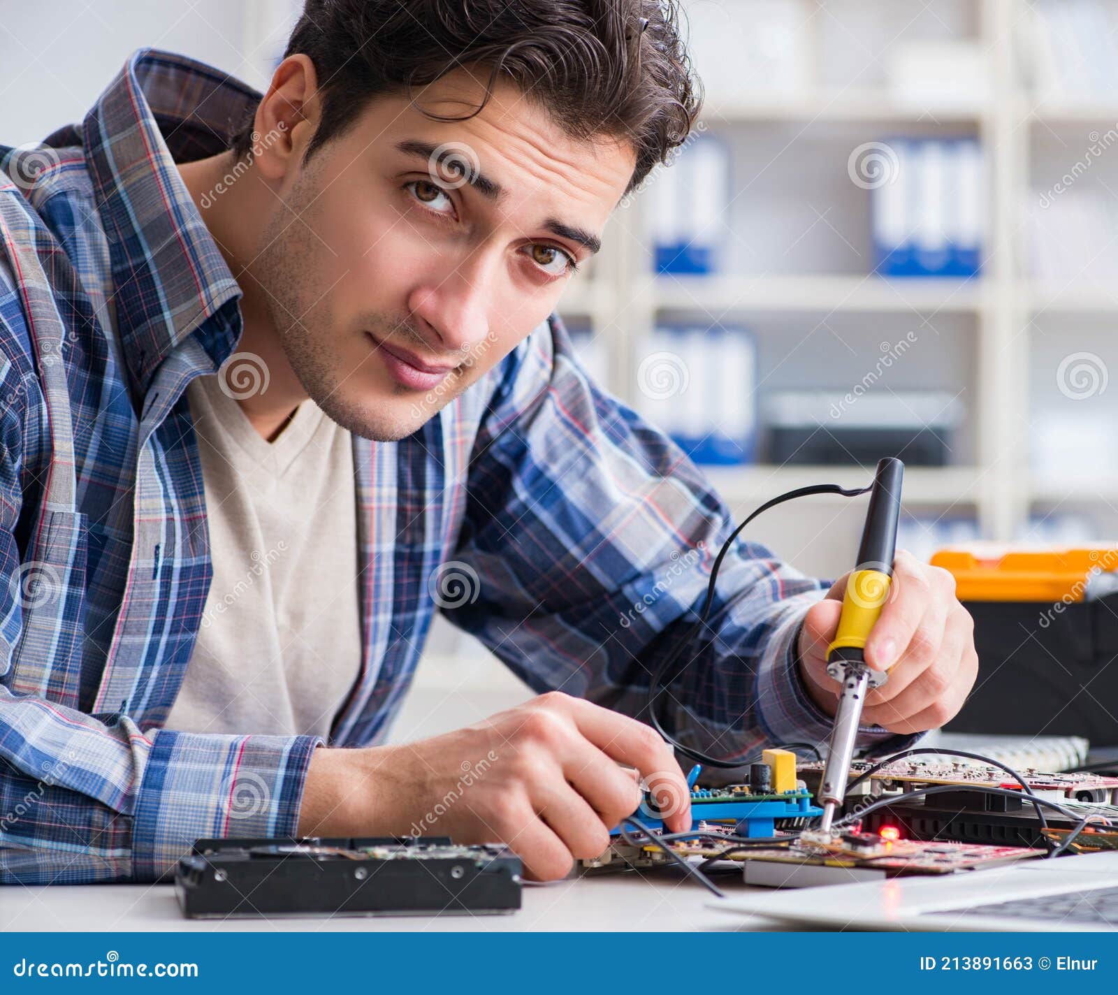 Computer Hardware Repair and Fixing Concept by Experienced Techn Stock ...