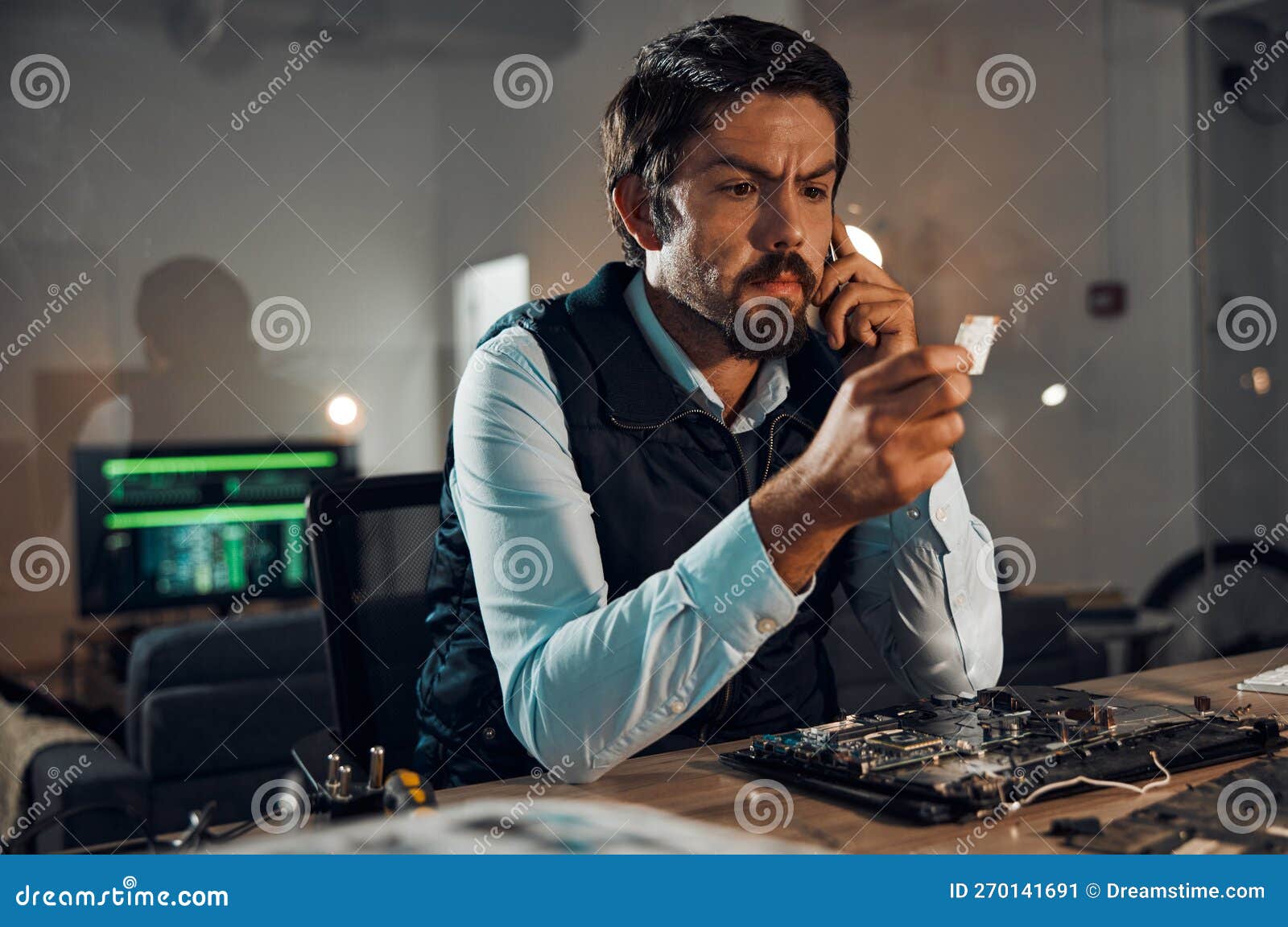 Computer Hardware Repair, Microchip and Serious it Worker Thinking How ...