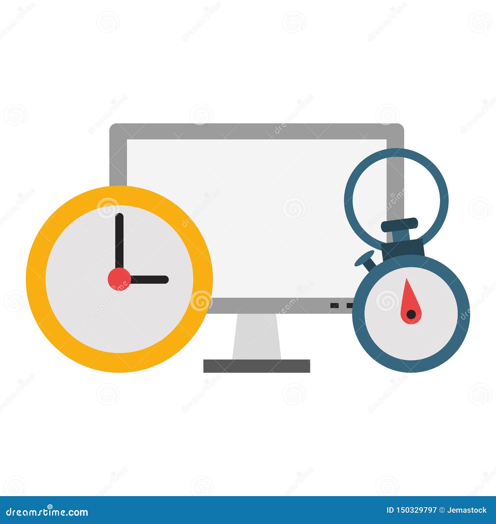 Computer Hardware Screen with Timer and Clock Stock Vector ...