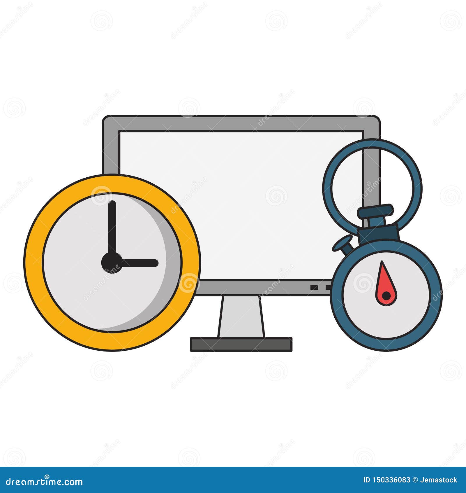 Computer Hardware Screen with Timer and Clock Stock Vector ...