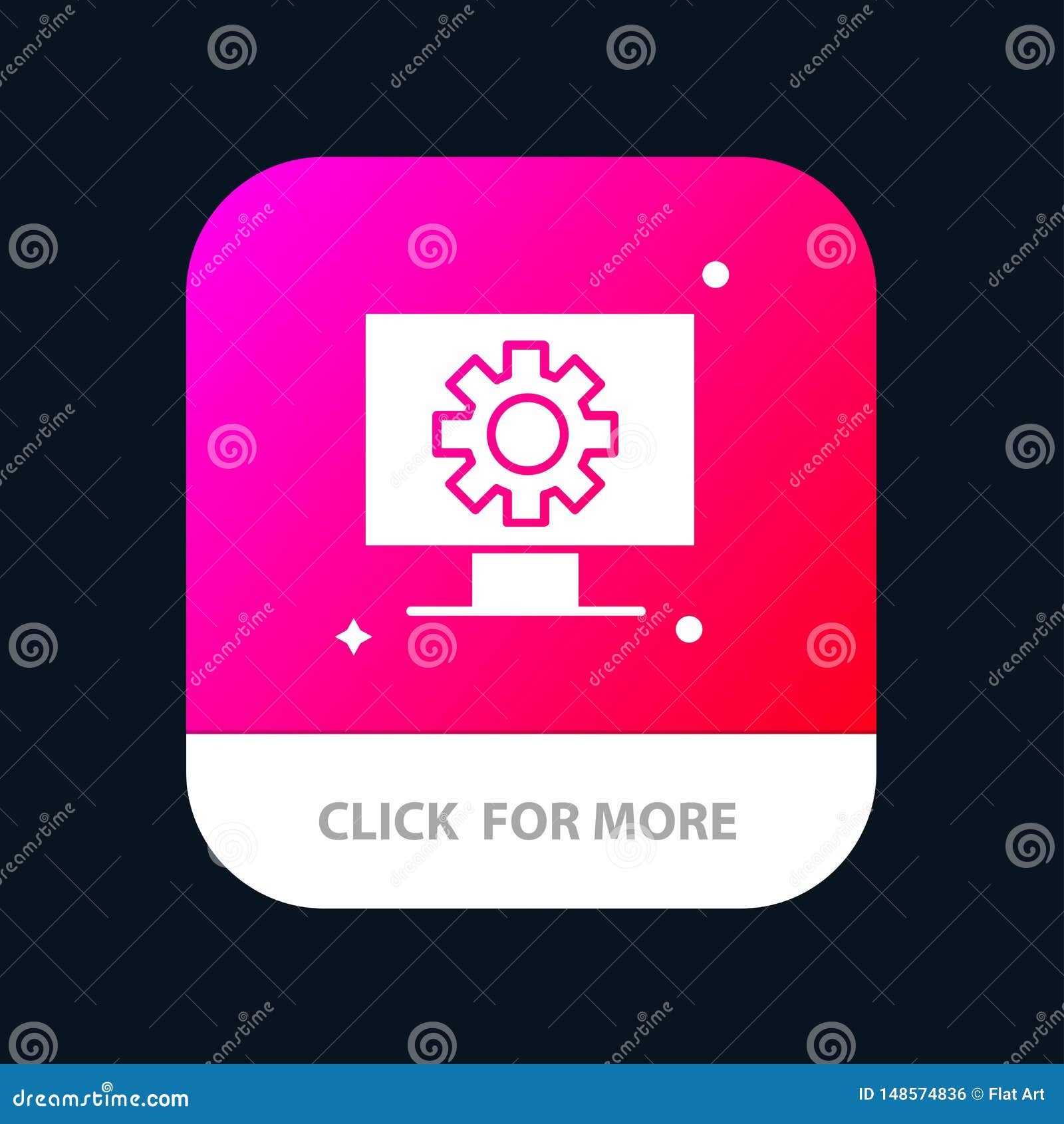 Computer Hardware Setting Gear Mobile App Button Android And Ios Glyph Version Stock Vector