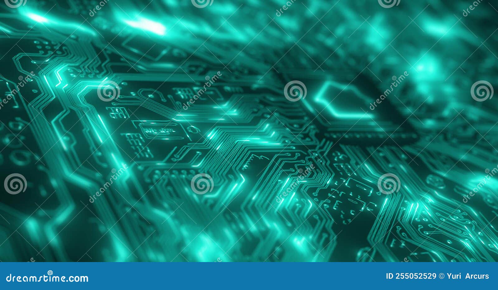 Computer Hardware, Tech and Futuristic Technology of a Pc with Lights ...