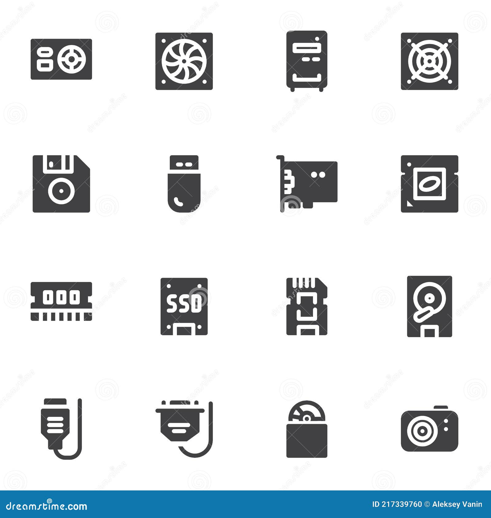 Computer Hardware Vector Icons Set Stock Vector - Illustration of ...