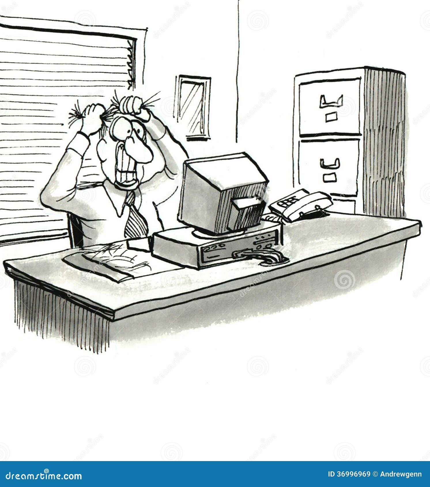 Computer Crashed. Breakdown Funny Cartoon Computer Character With With ...