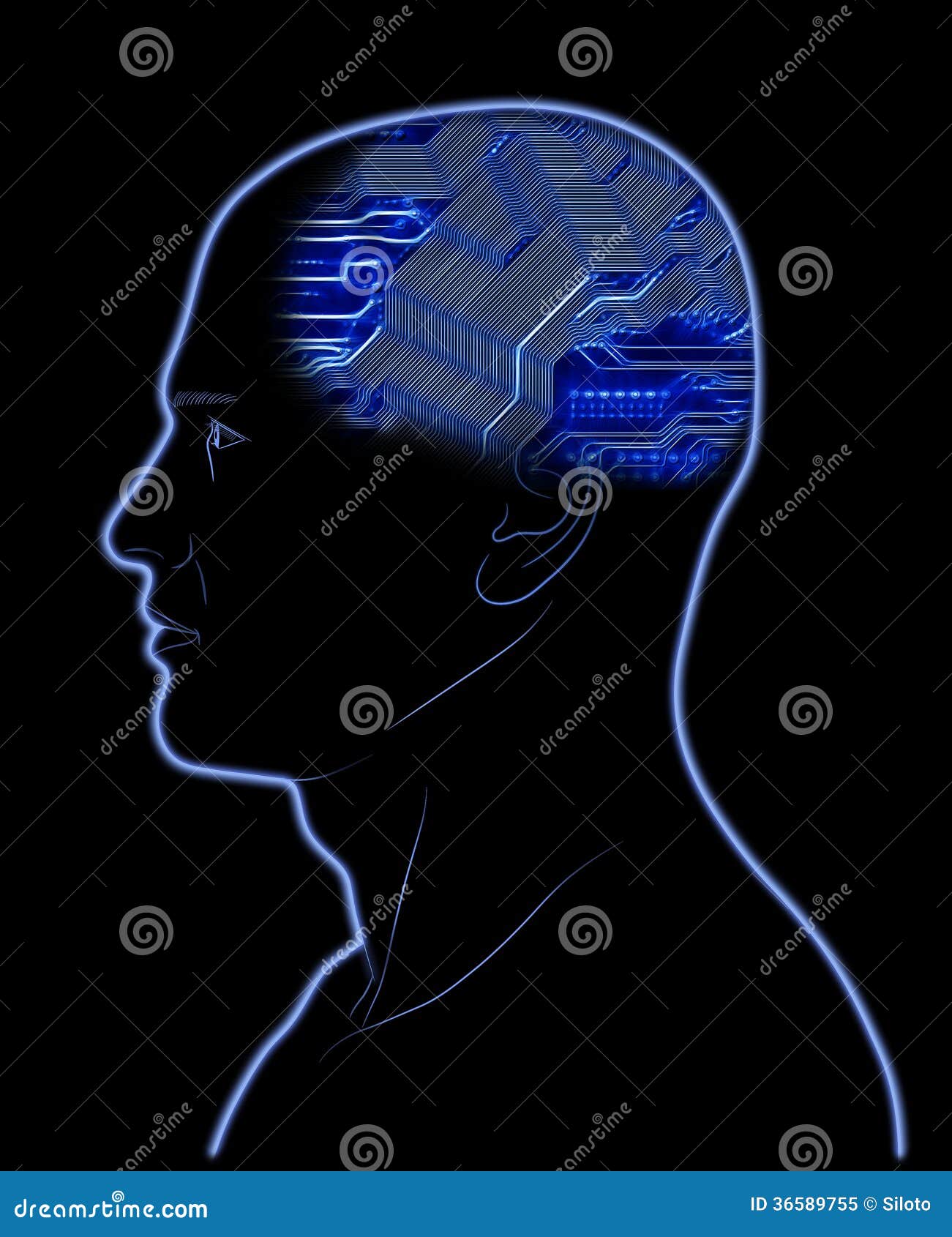 Computer in Head stock illustration. Illustration of computer - 36589755