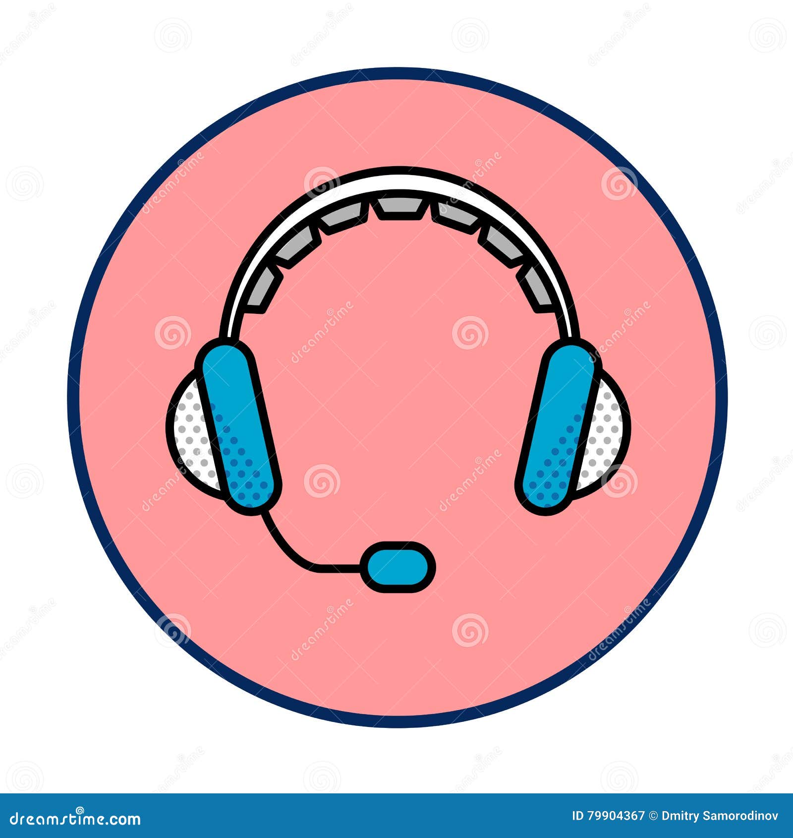 Computer Headphones Icon in Line Style Stock Illustration ...