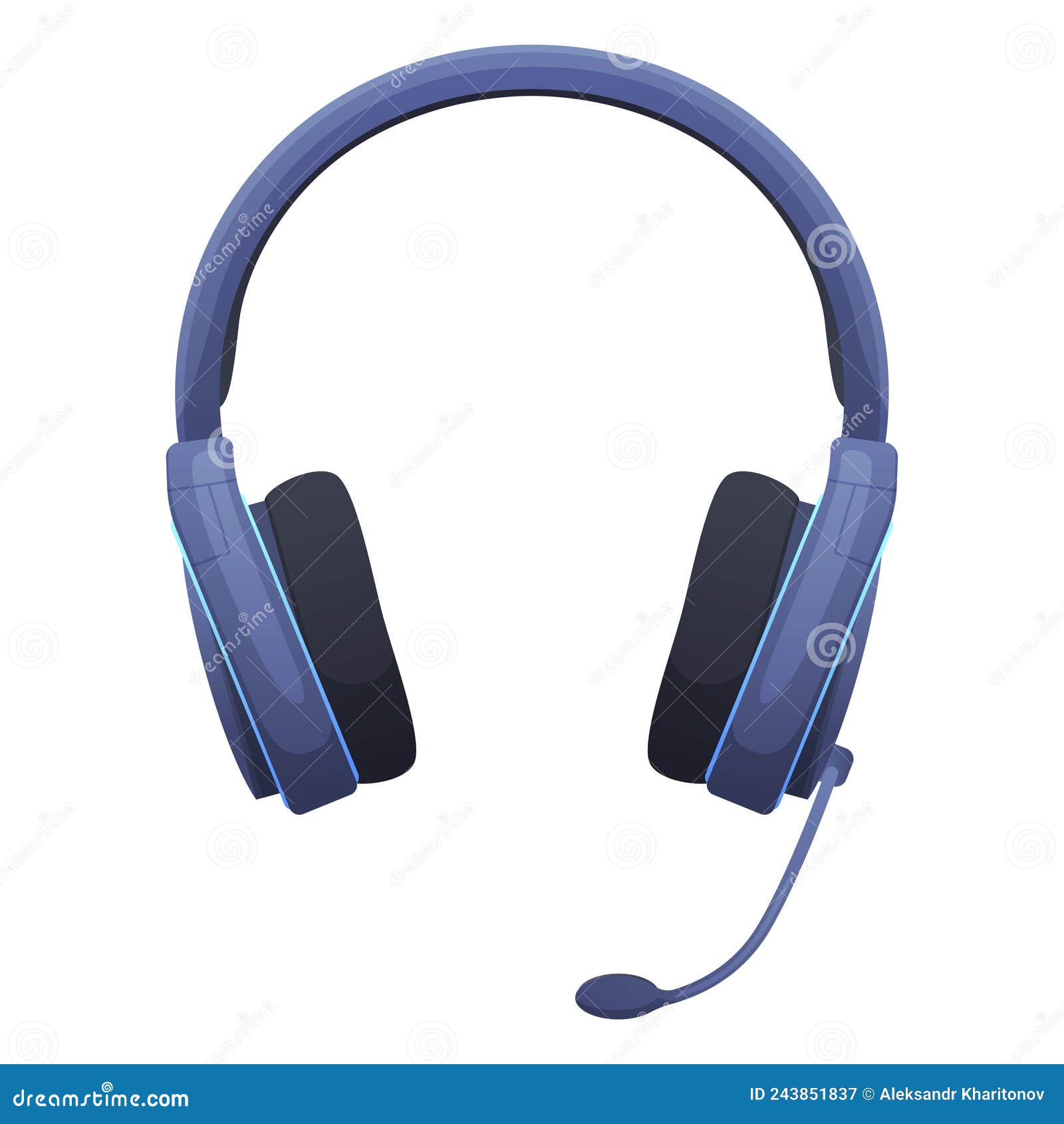 Computer Headphones with Microphone for Virtual Game Playing Front View ...