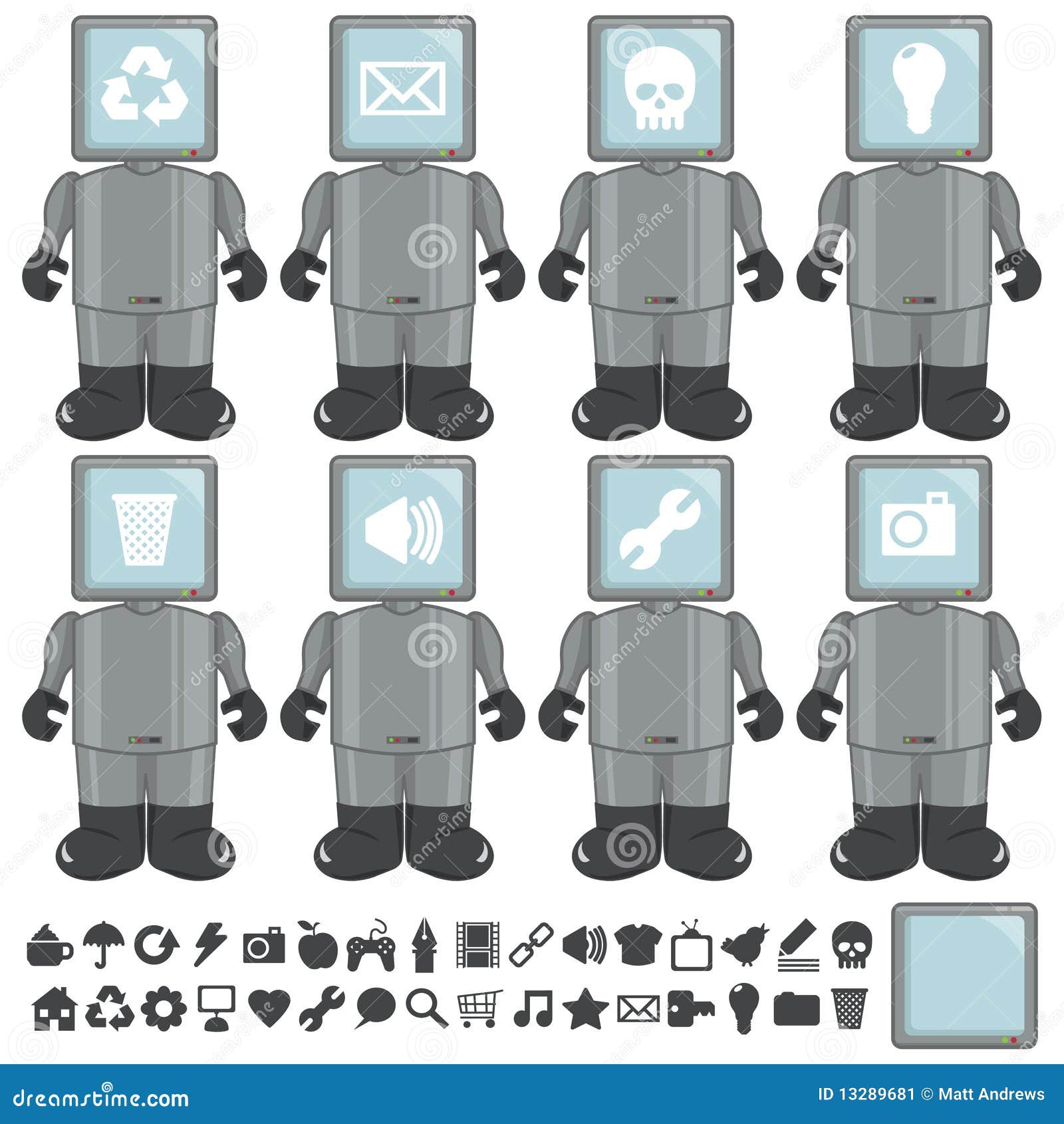 Computer heads stock vector. Illustration of email, application - 13289681