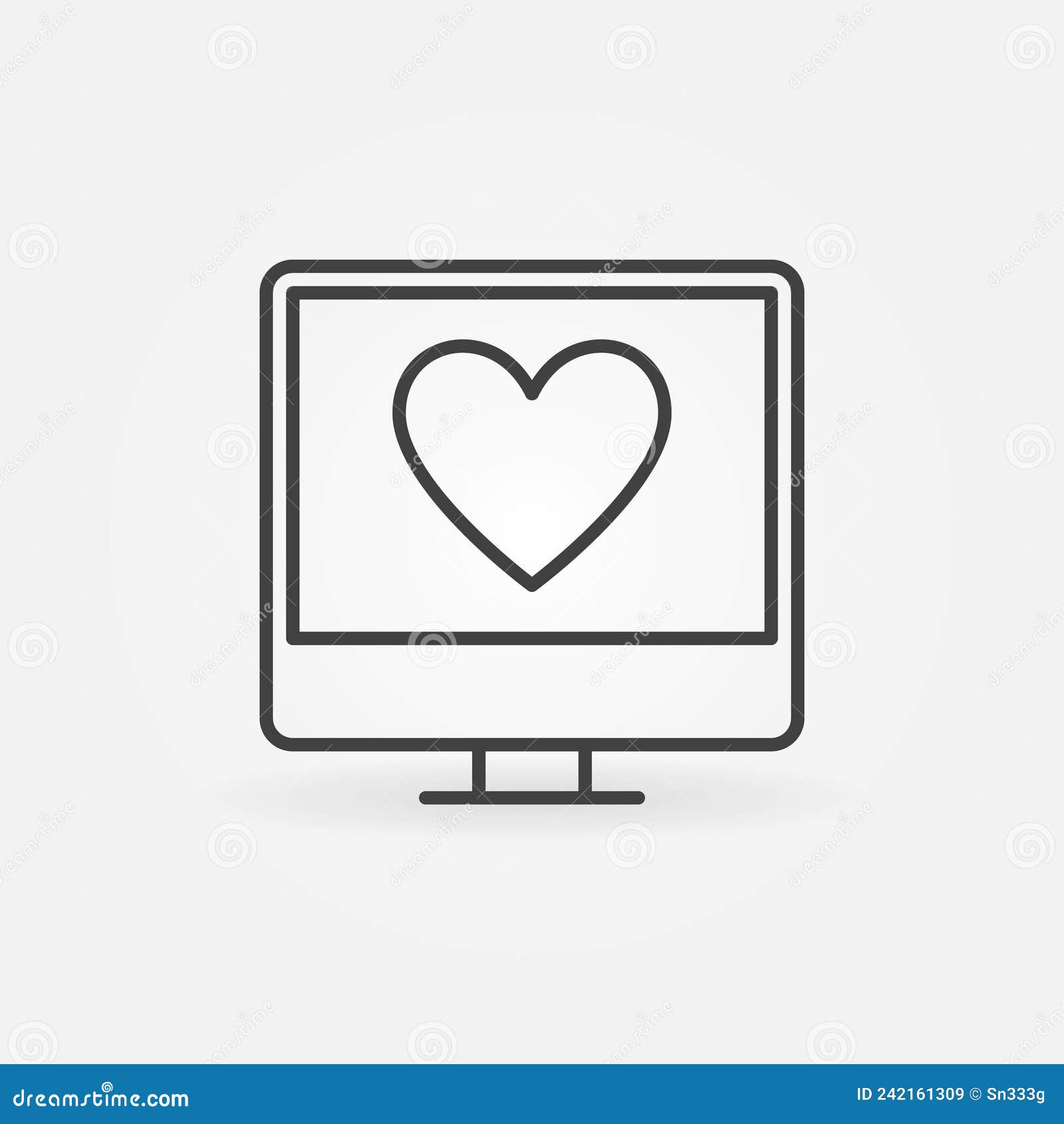 Computer with Heart on Display Outline Vector Concept Icon Stock Vector ...