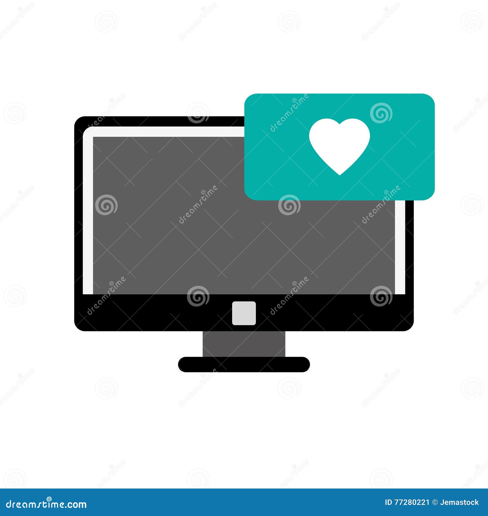 Computer and Heart Notification Icon Stock Vector - Illustration of ...