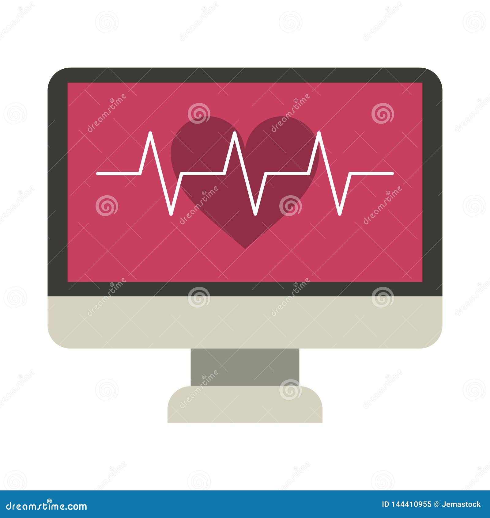 Computer with Heartbeat Symbol Stock Vector - Illustration of emergency ...