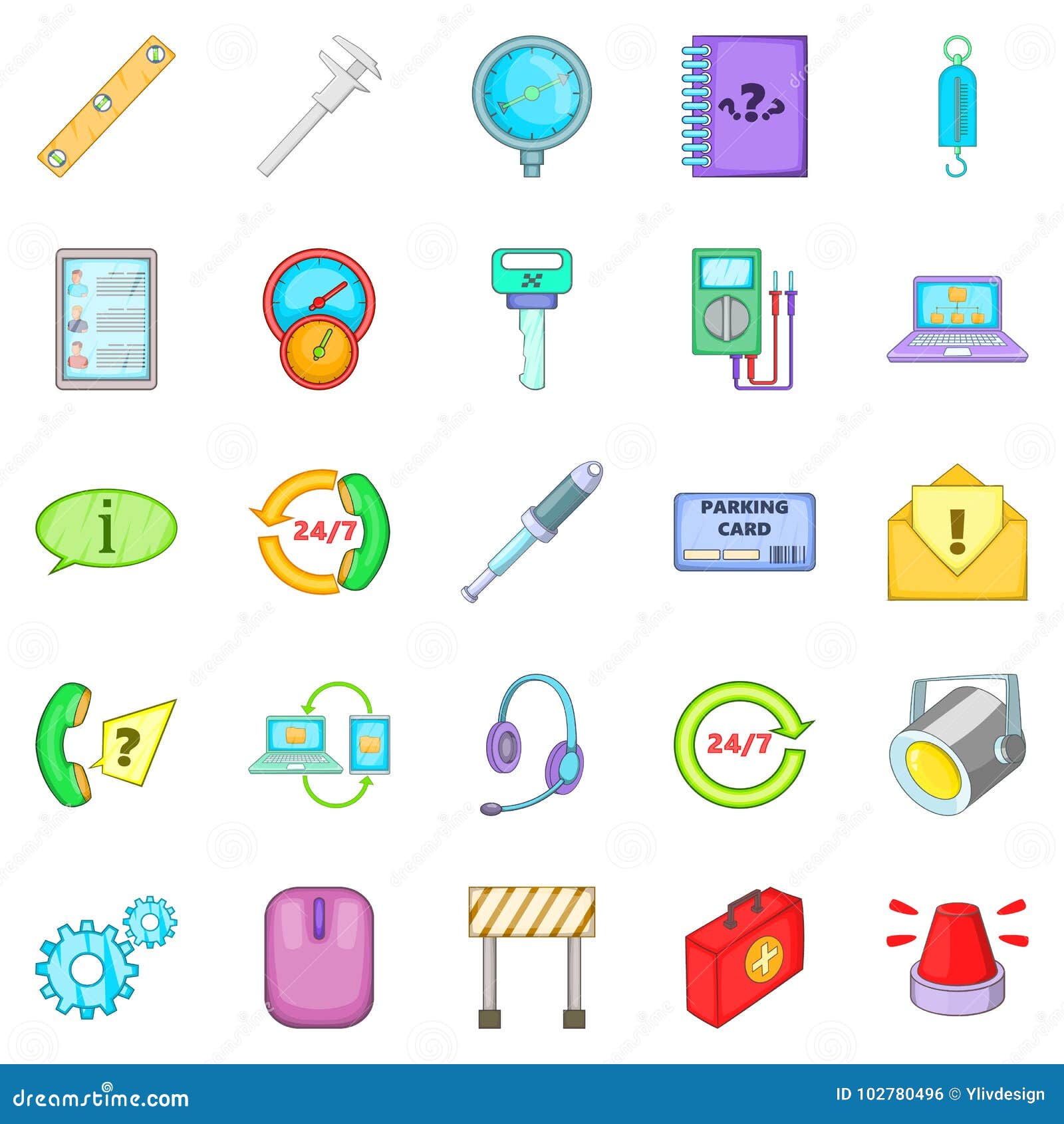 Computer Help Icons Set, Cartoon Style Stock Vector - Illustration of ...