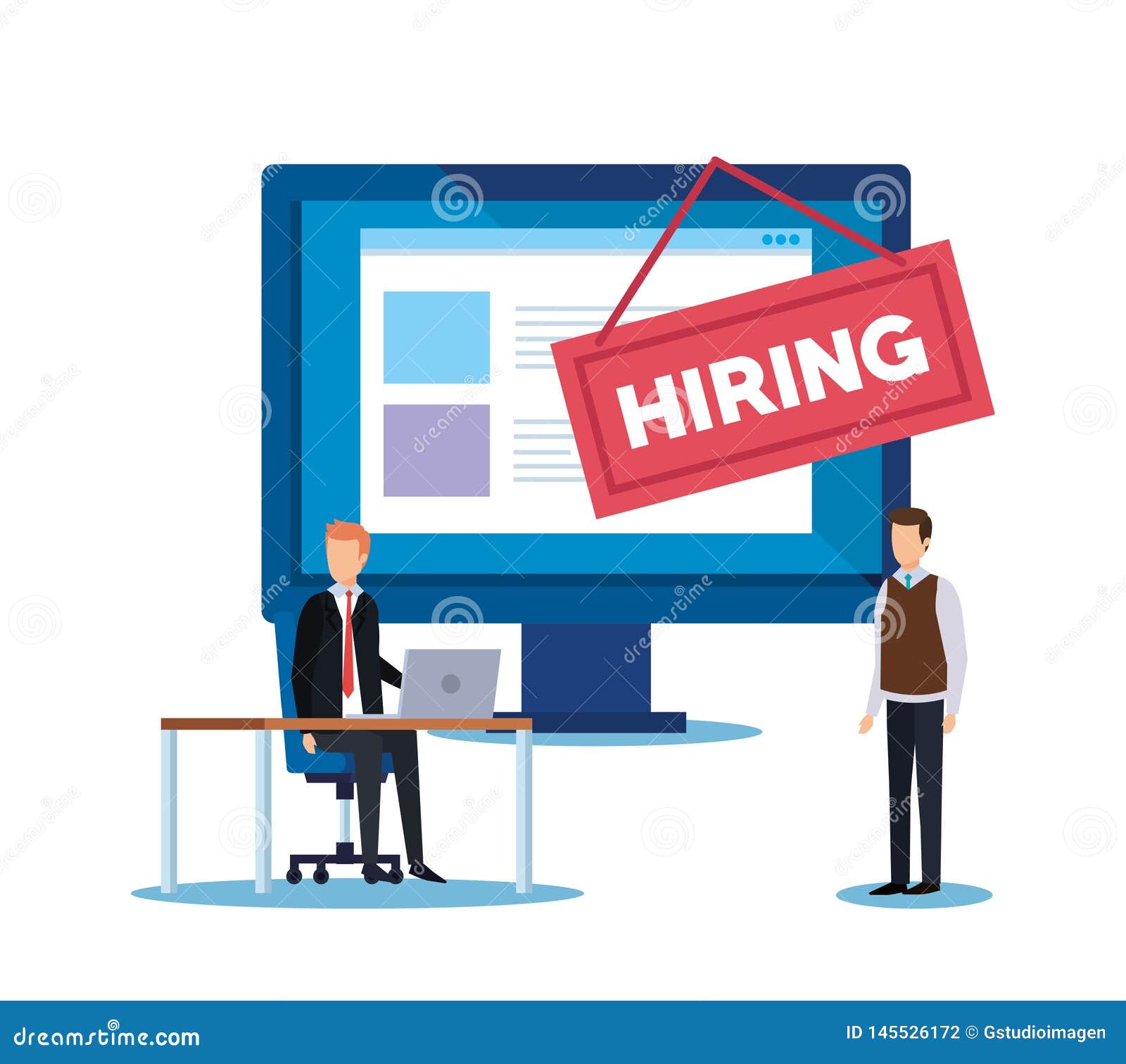 Two Businessmen Or Office Workers On Workplace Cartoon Vector ...