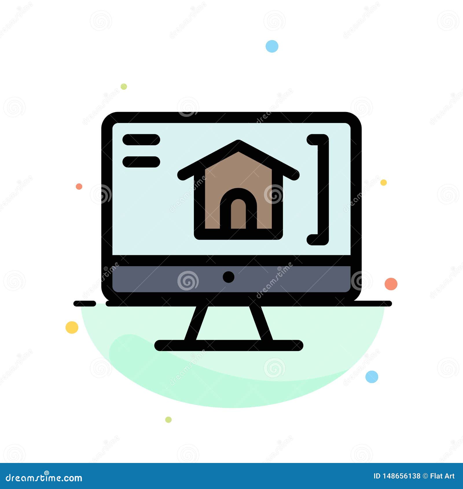 Computer, Home, House Abstract Flat Color Icon Template Stock Vector ...