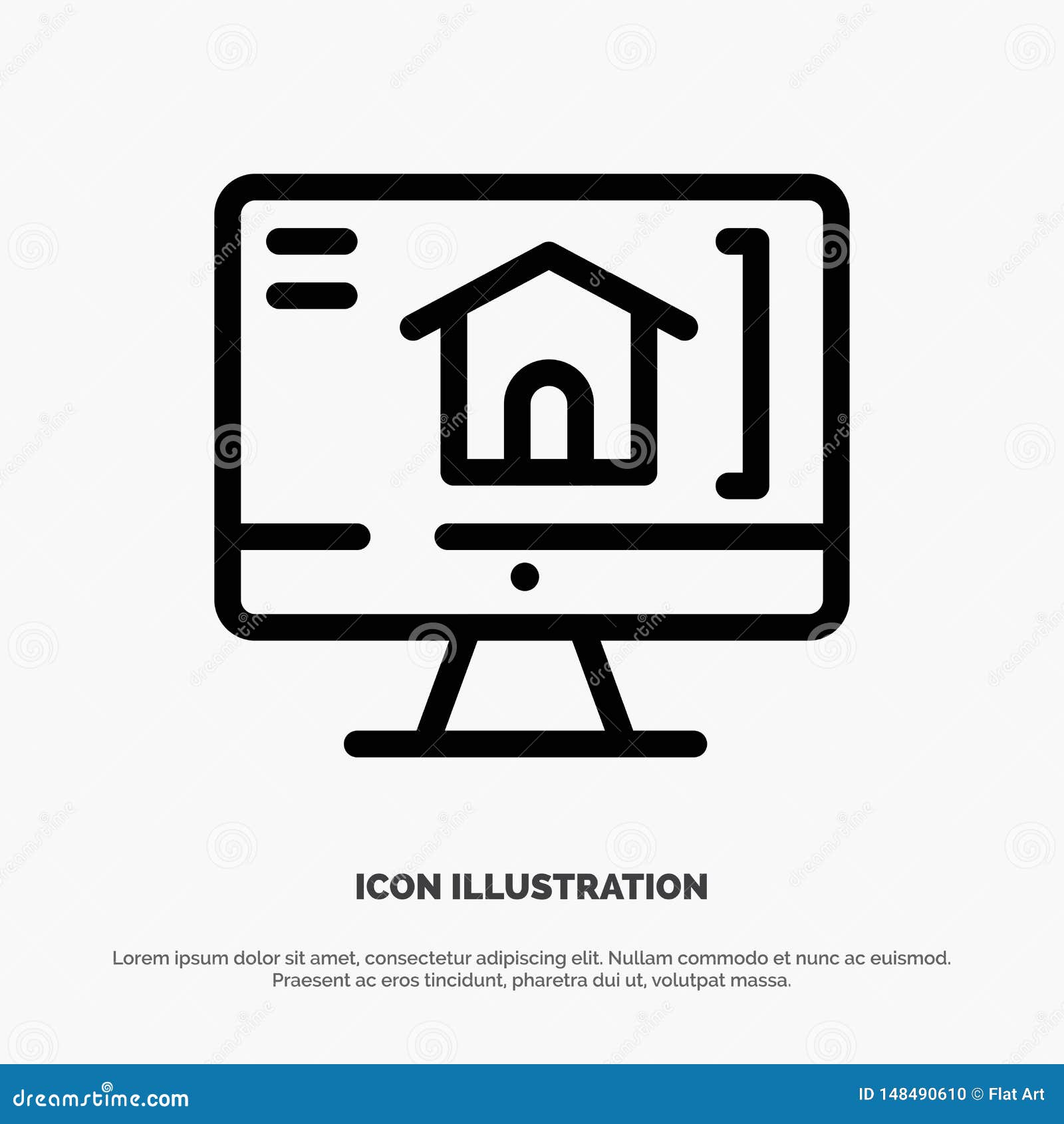 Computer, Home, House Line Icon Vector Stock Vector - Illustration of ...