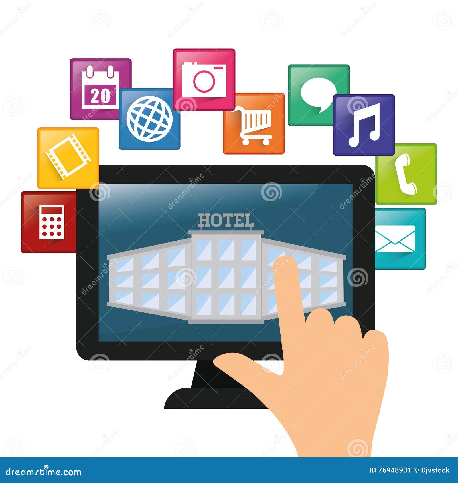Computer and Hotel Digital Apps Design Stock Vector - Illustration of ...