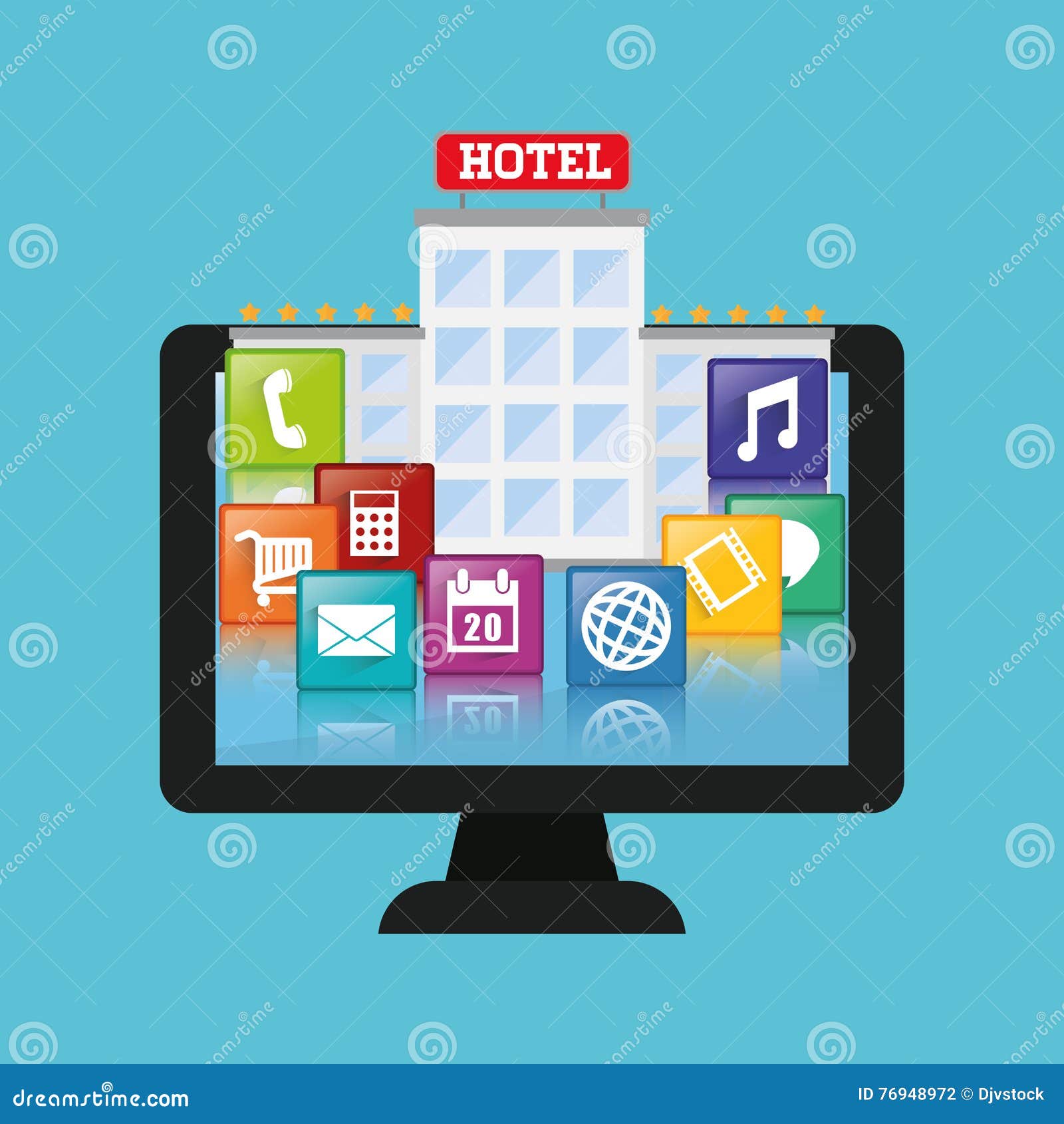 Computer and Hotel Digital Apps Design Stock Vector - Illustration of ...