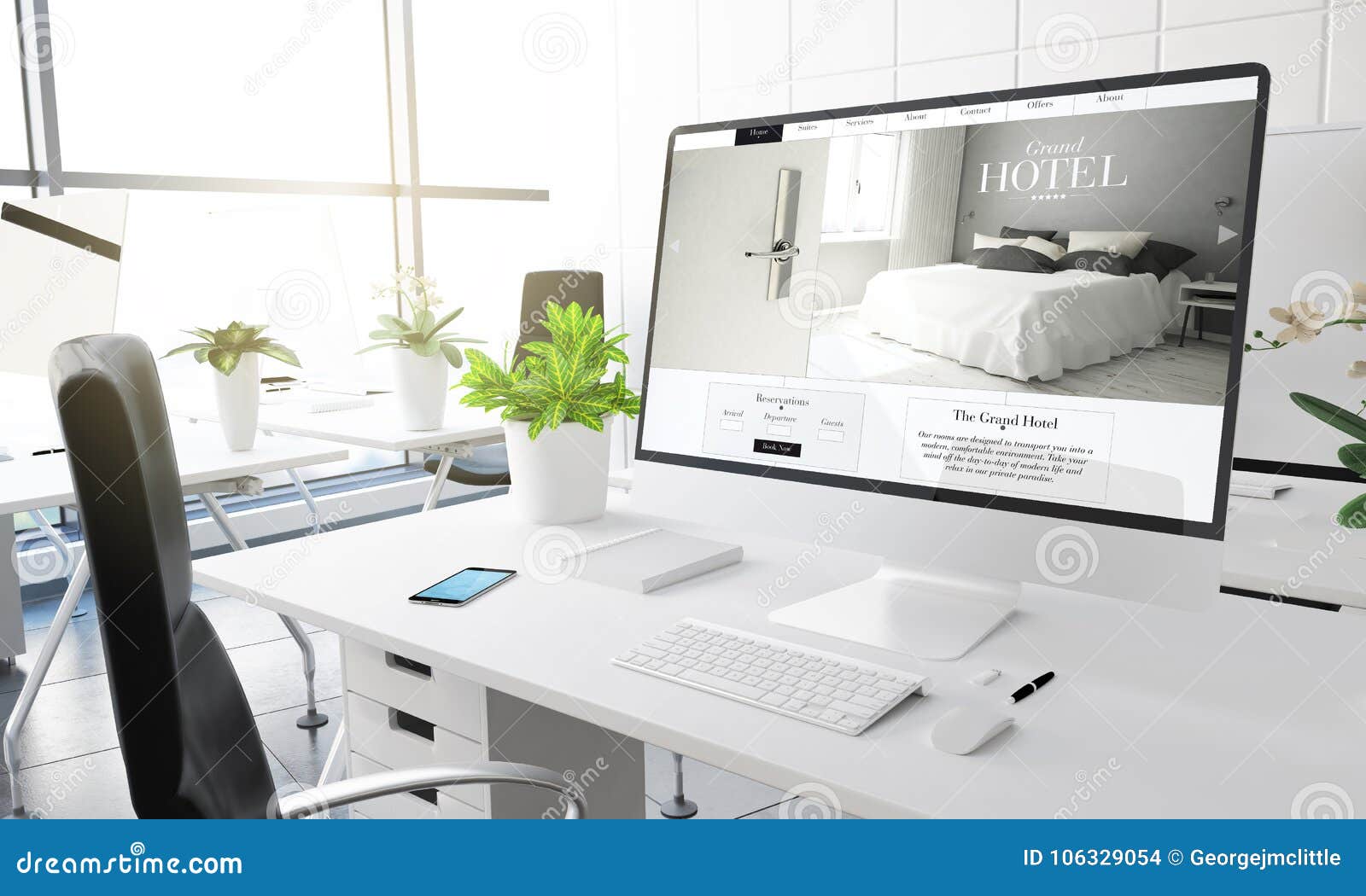Computer Office Luxury Hotel Stock Illustration - Illustration of tech ...