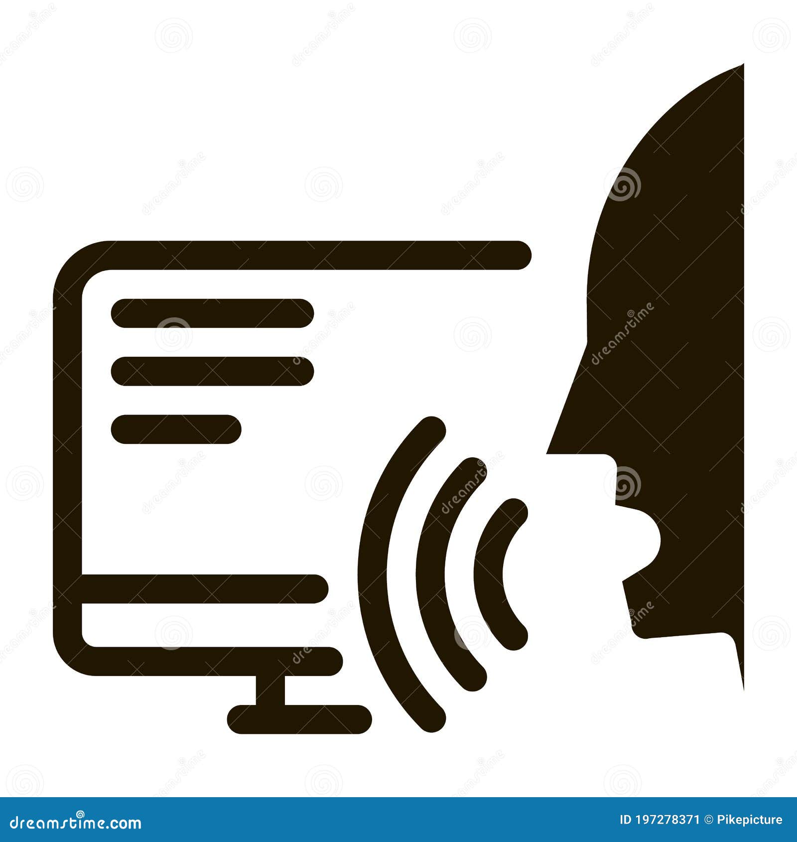 Computer Human Voice Control Icon Vector Illustration Stock Vector ...