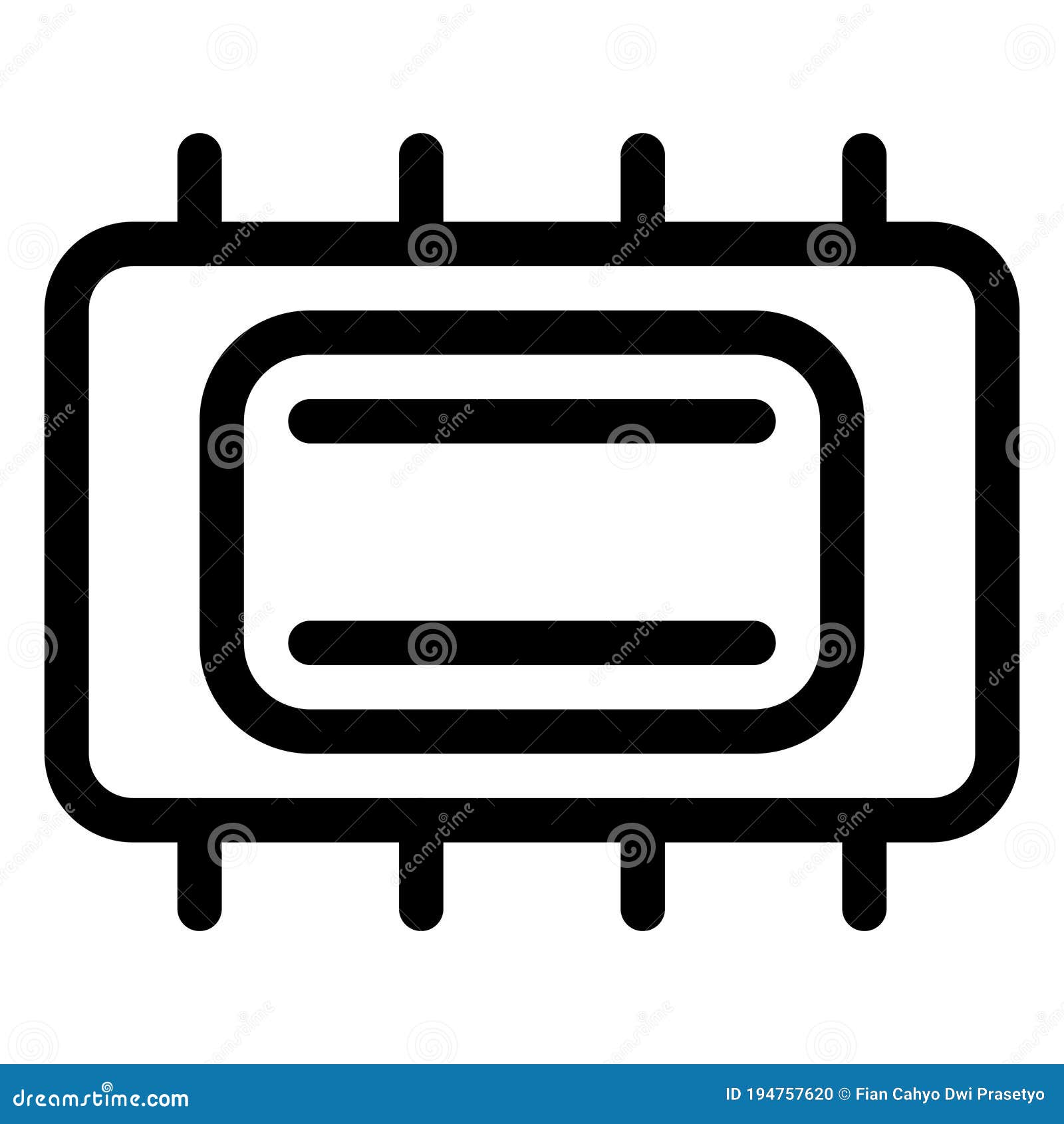 Computer Icon Black and White Line Stock Vector - Illustration of ...