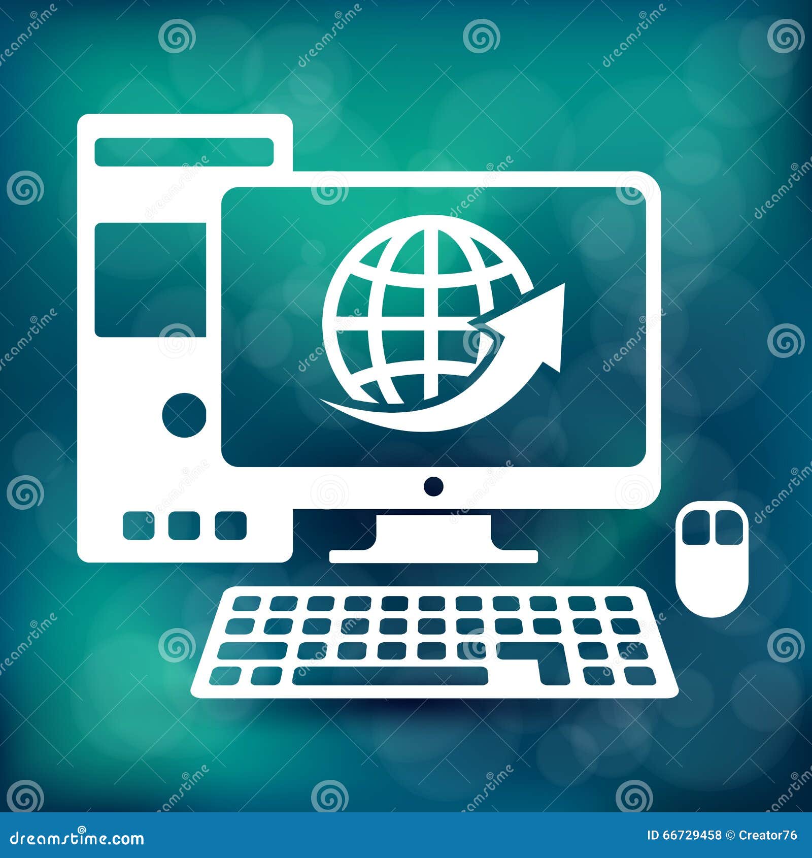 Computer icon on blue stock vector. Illustration of monitor - 66729458