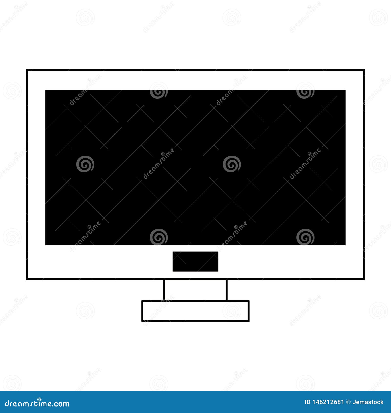 Computer Icon Cartoon in Black and White Stock Vector - Illustration of ...