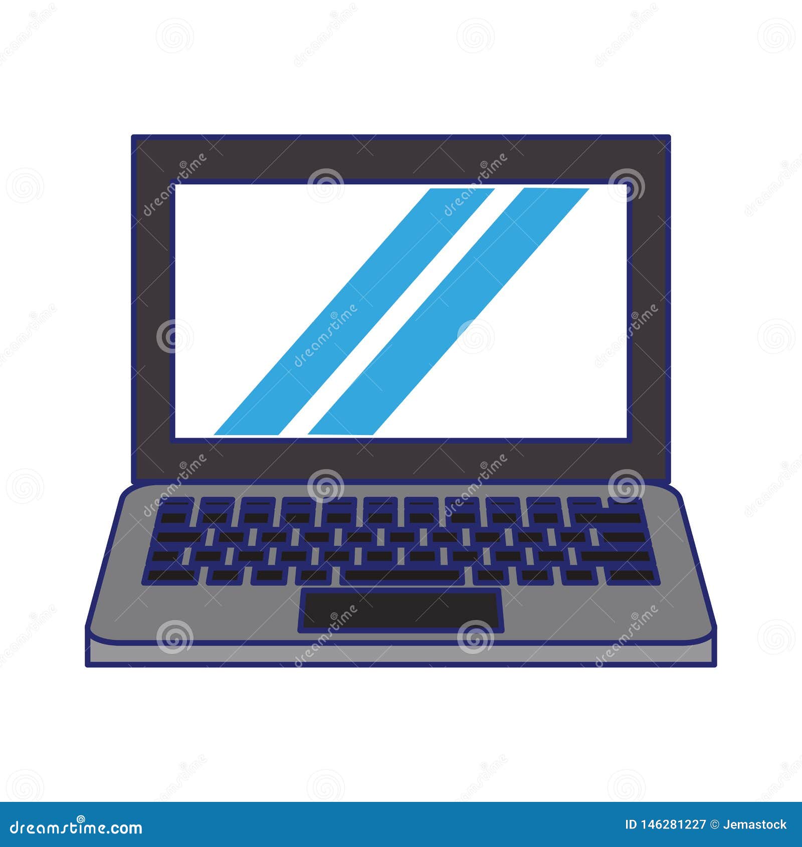 Computer Icon Cartoon Blue Lines Stock Vector - Illustration of ...