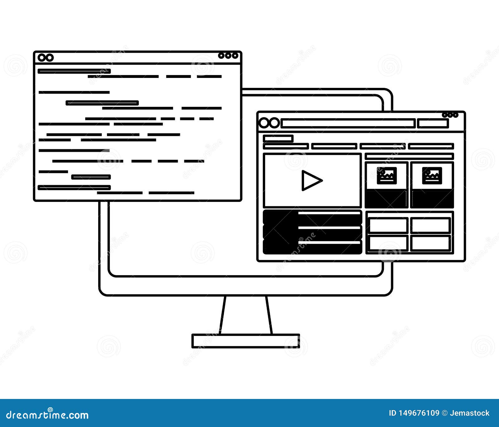 Computer Icon Cartoon Isolated Black and White Stock Vector ...