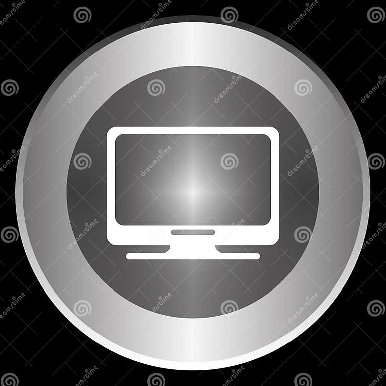Computer Icon on a Circle Isolated on a Black Background Stock ...