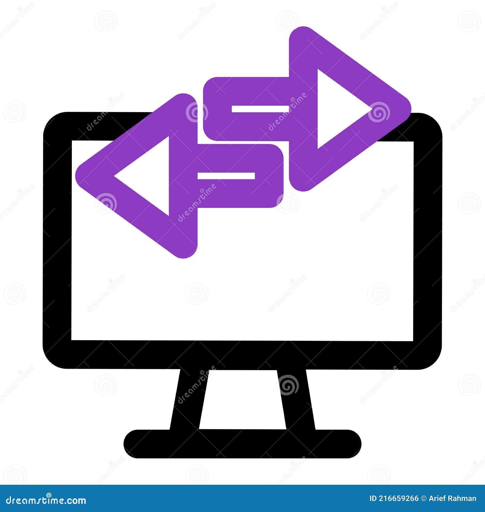 Computer Icon. Computer with Data Transfer. Outline Vector Icon Stock ...