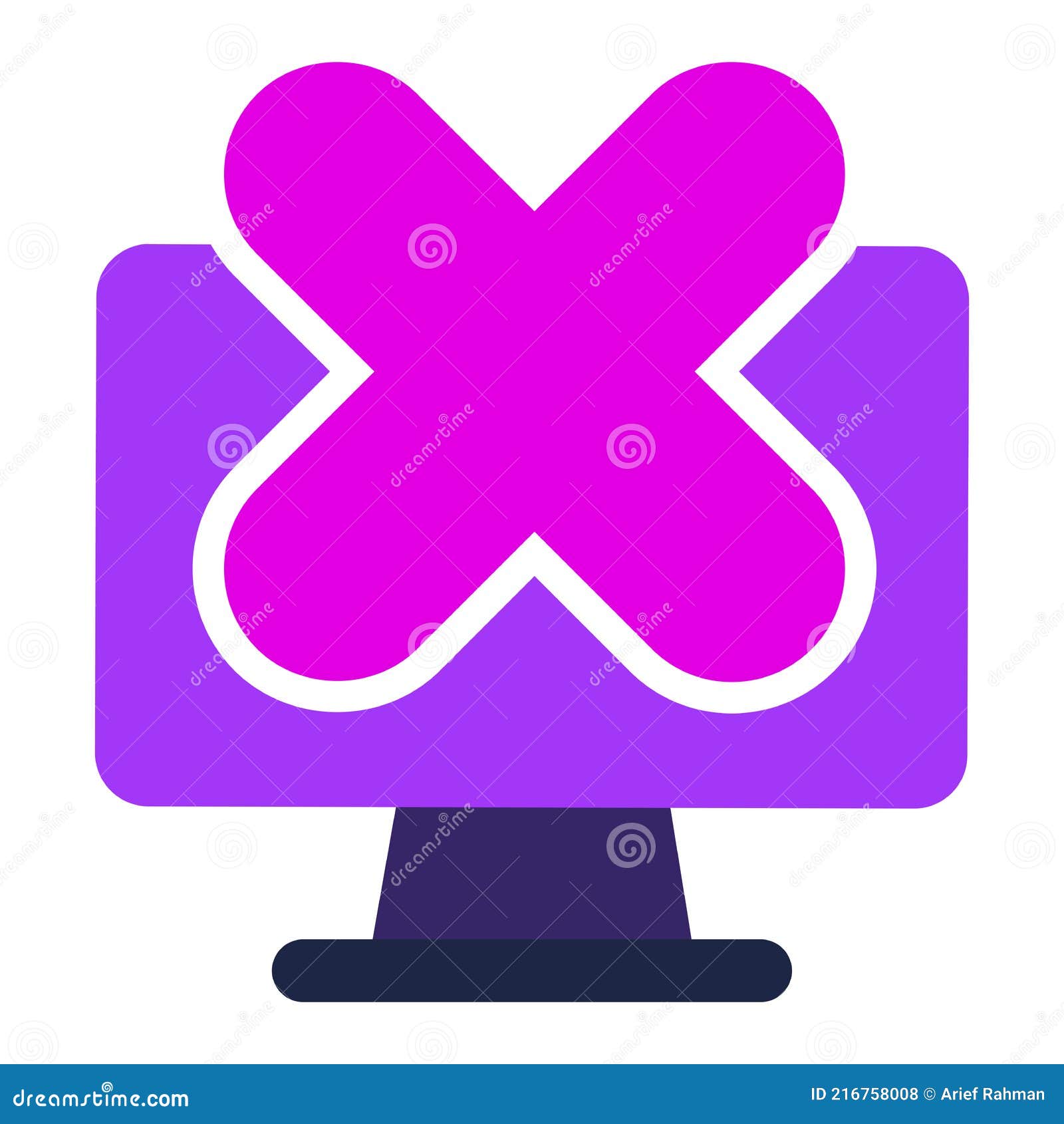 Computer Icon. Computer with Delete. Flat Design Vector Icon Stock ...