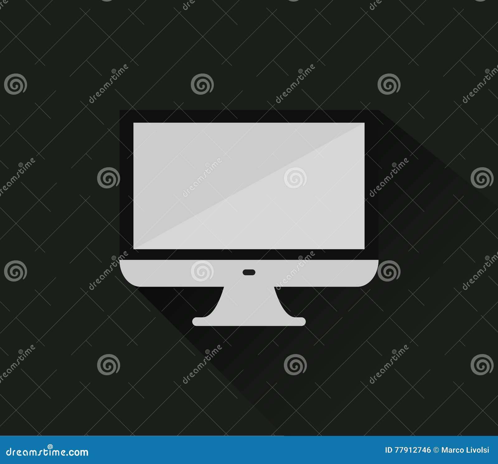 Computer Icon in Flat Design Stock Illustration - Illustration of ...