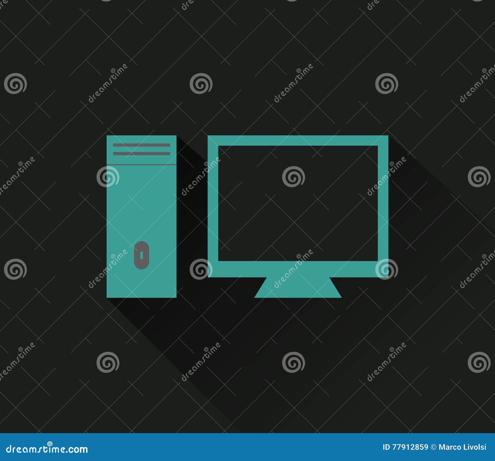 Computer Icon in Flat Design Stock Illustration - Illustration of ...