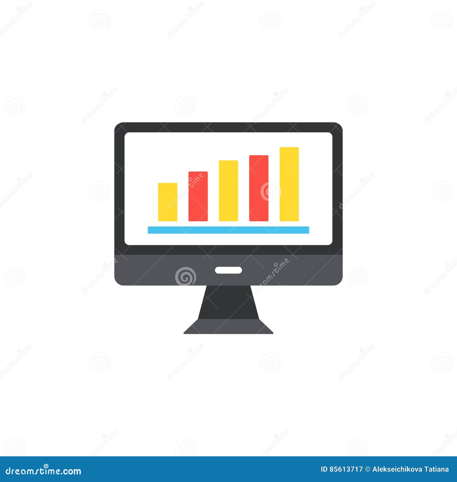 Computer Icon in the Flat Style the Monitor Chart. Stock Vector ...