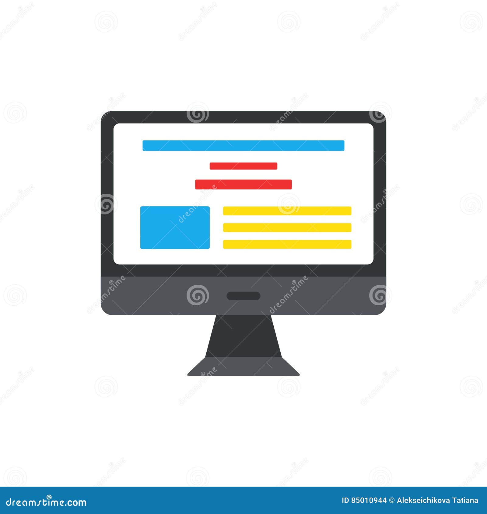 The Computer Icon. Flat Vector Illustration Stock Vector - Illustration ...