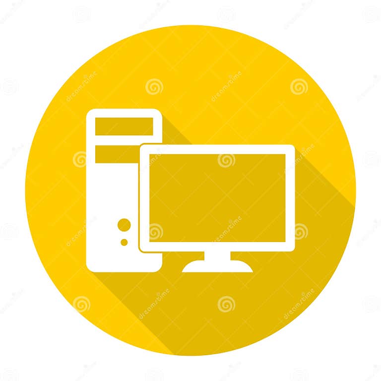 Computer Icon with Long Shadow Stock Illustration - Illustration of ...