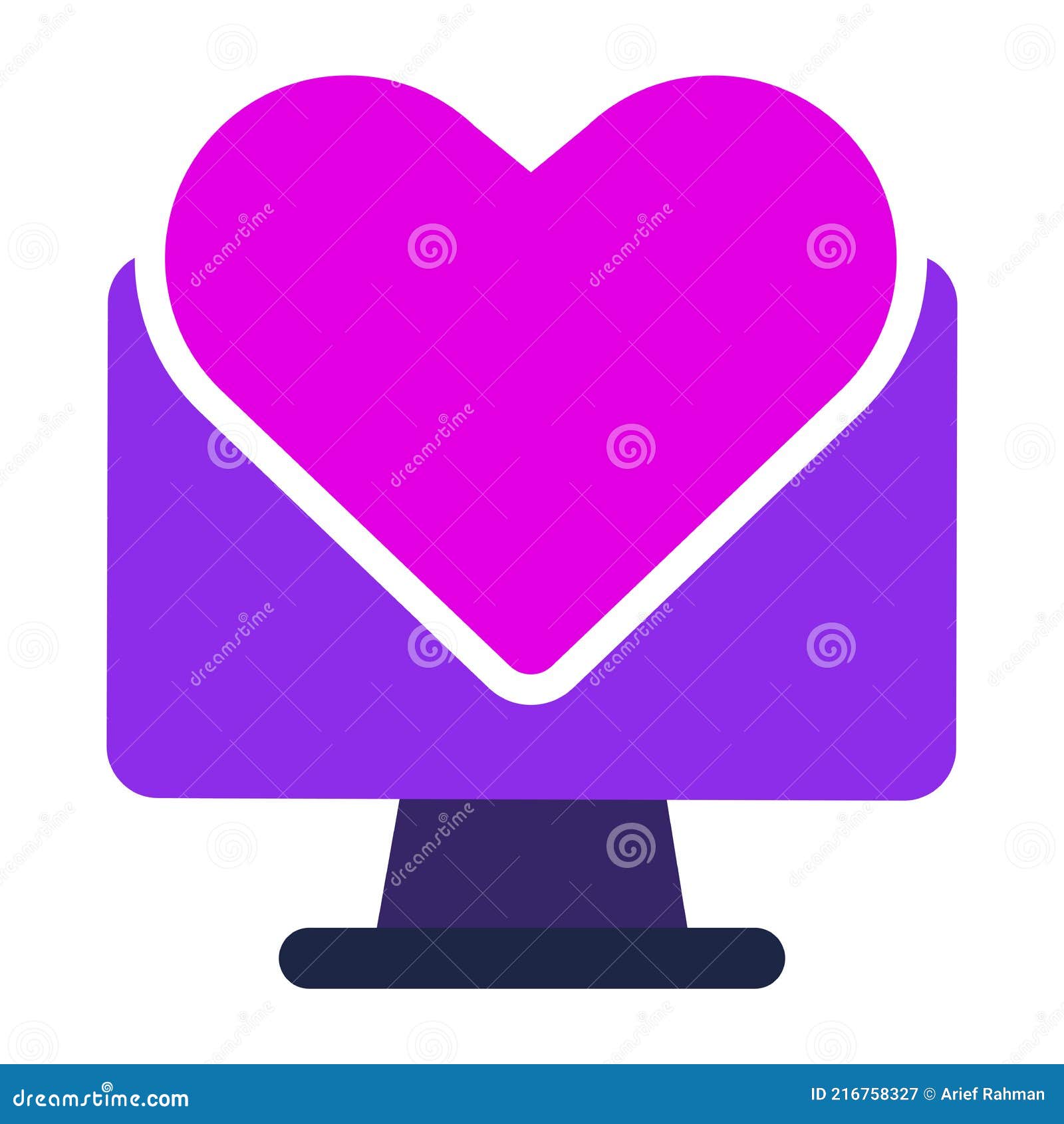 Computer Icon. Computer with Love Stock Vector - Illustration of flat ...