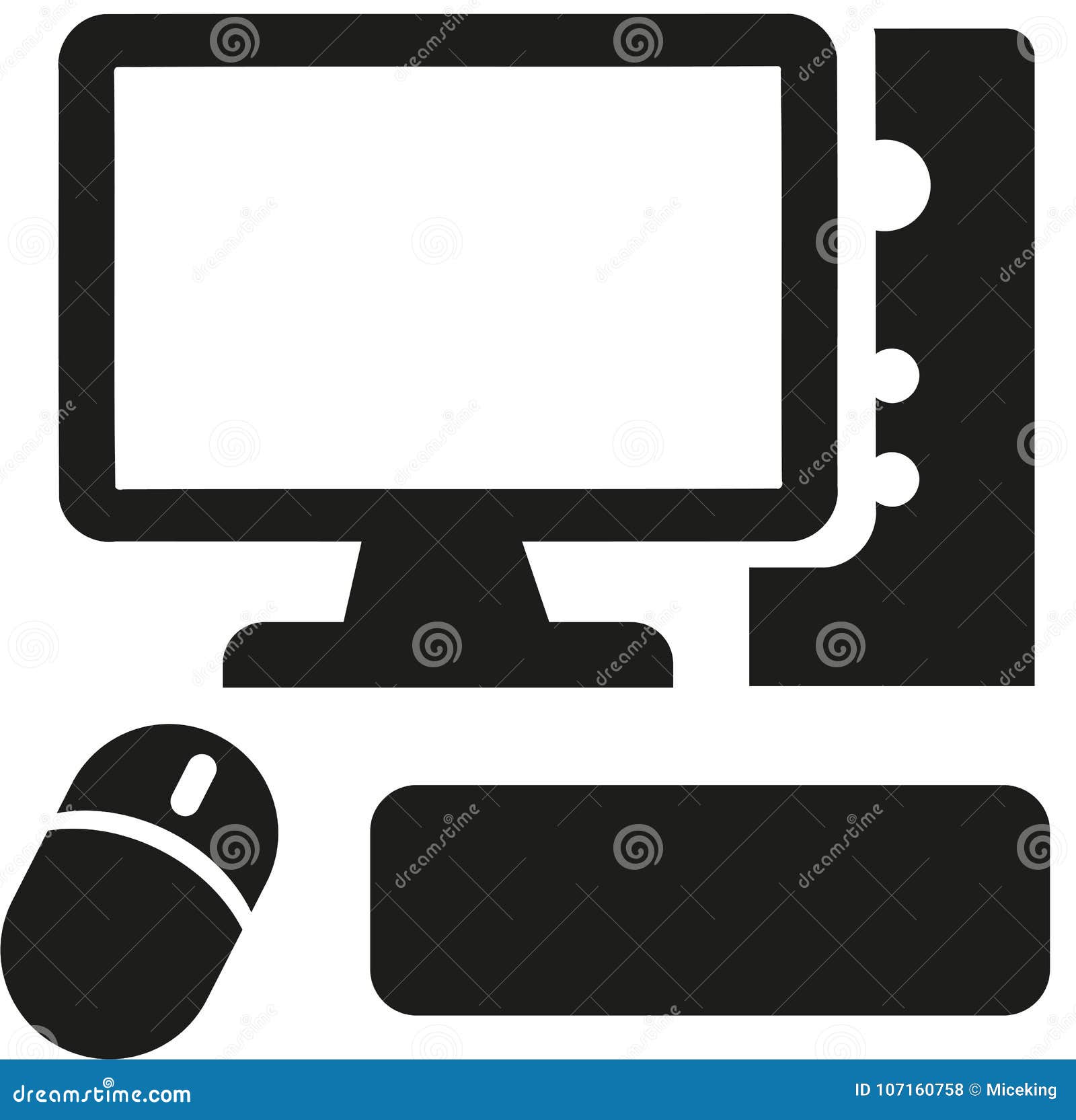 Computer Icon with Mouse and Keyboard Stock Vector - Illustration of ...