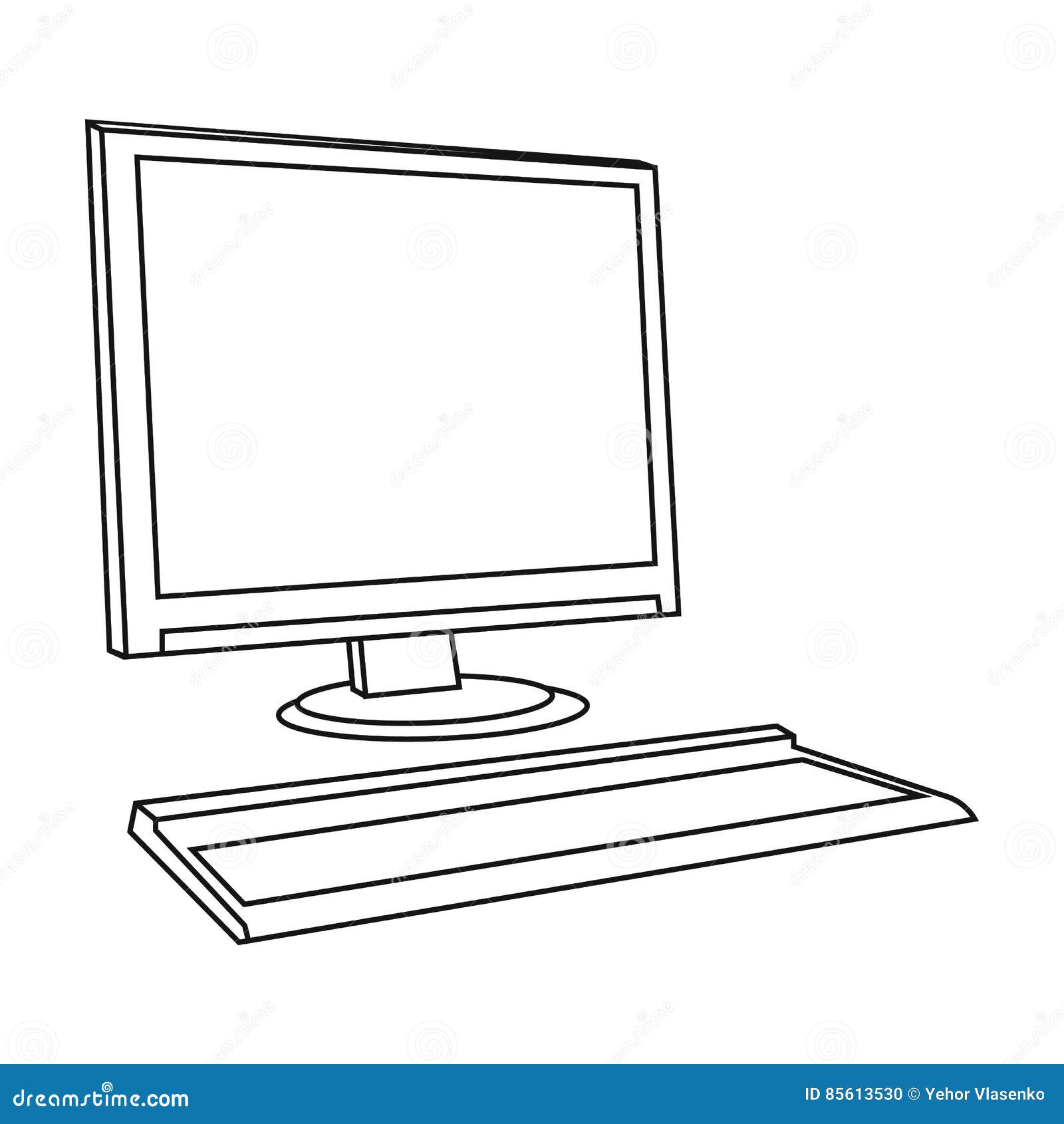 Computer Icon in Outline Style Isolated on White Background. Architect ...