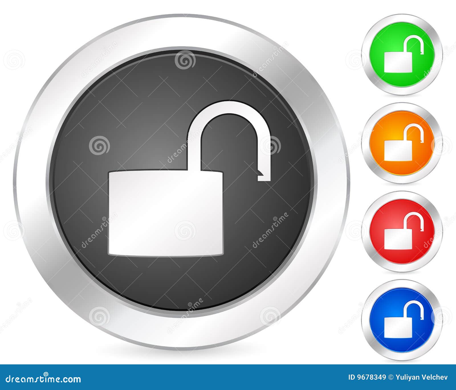 Computer icon padlock open stock vector. Illustration of icon - 9678349