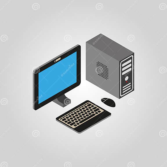 The Computer Icon. PC, Desktop Symbol.3D Isometric Stock Vector ...