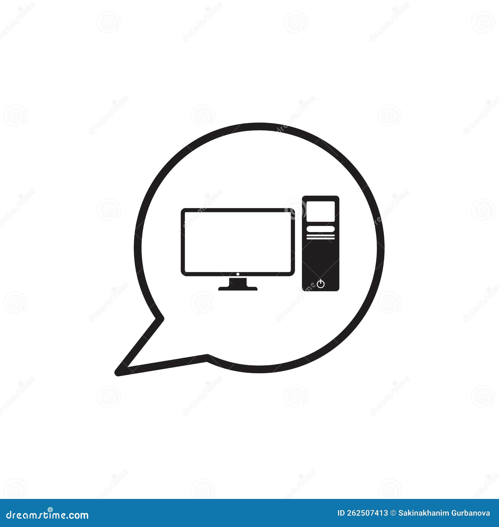The Computer Icon. PC Symbol Stock Illustration - Illustration of ...